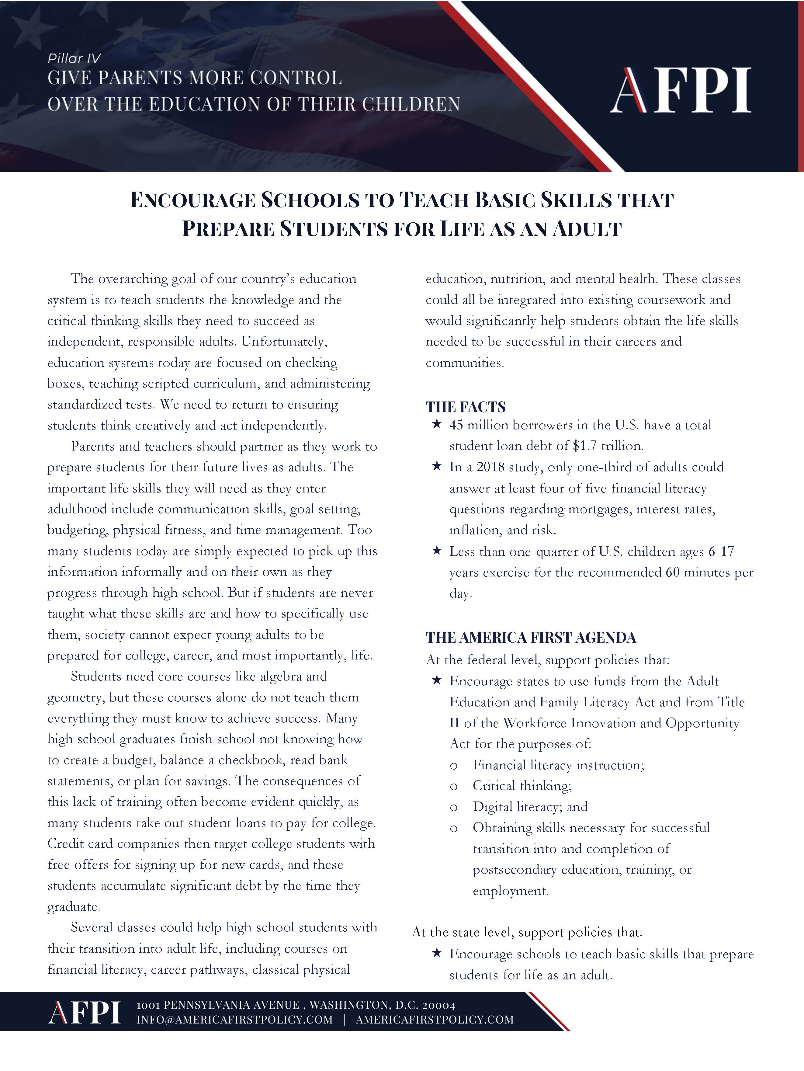 Encourage Schools to Teach Basic Skills that Prepare Students for Life ...